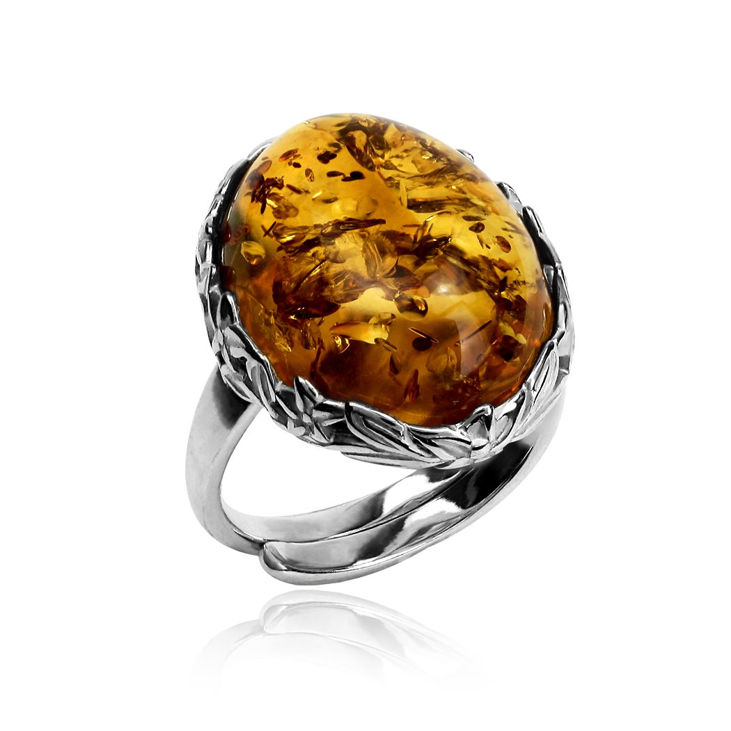 Ian and Valeri Co. Baltic Amber Sterling Silver Adjustable Ring
