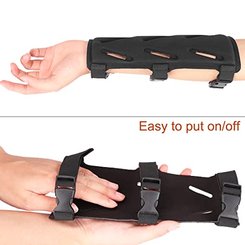 KRATARC Archery Arm Guard Adjustable 3-Strap Accessory Lightweight Hunting Target Practive Adult Unisex (Black, Length 7'')