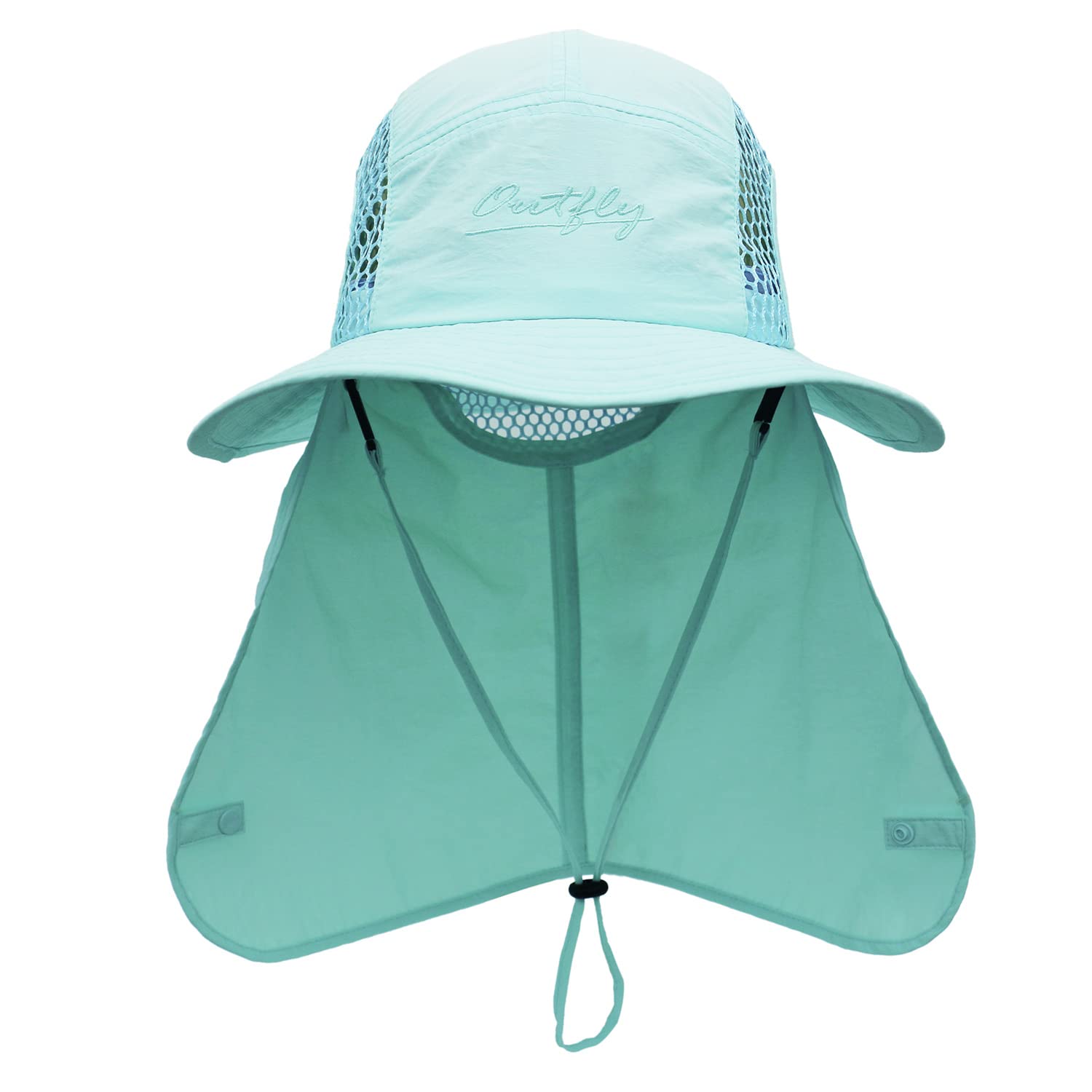 LLmoway Fishing Cap Breathable Mesh Sun Hat with Neck Flap Men Women UV Protection Cooling Hats Grey