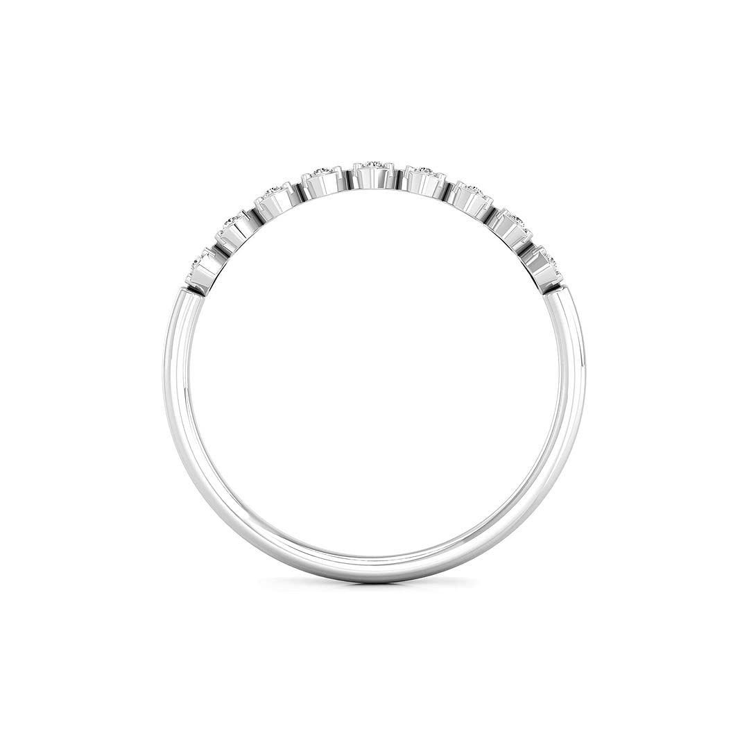 Octa Pearl 1/10 Carat Cubic Zirconia Round Stone Heart Shape Half Eternity Band In 925 Sterling Silver (VVS, 0.07 CTW/ 8US)