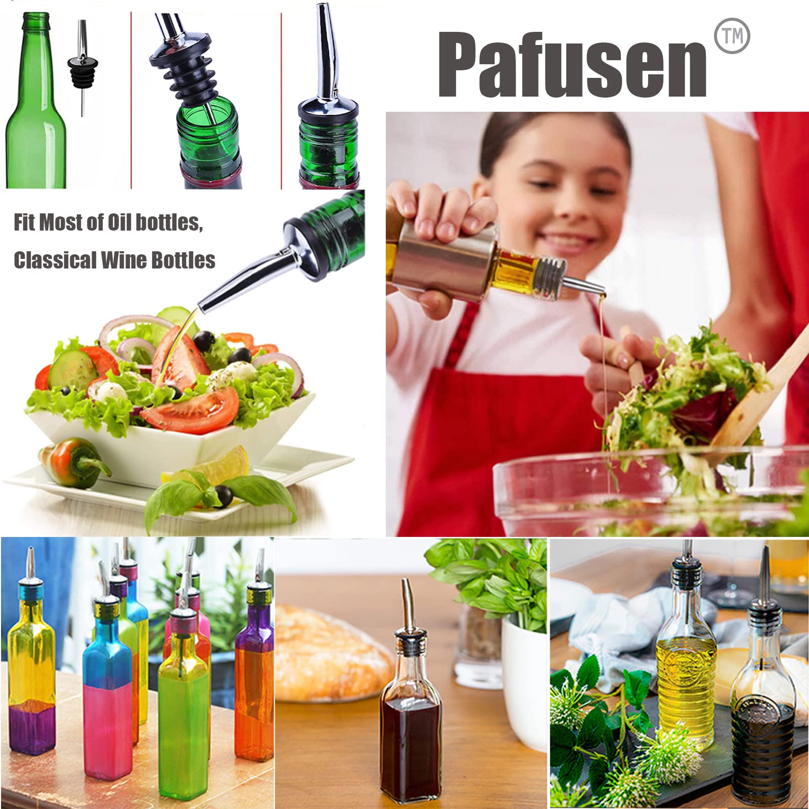 Pafusen 12 Pack Pour Spouts for Liquor Bottles, Liquor Pour Stainless Steel Classic Bottle Speed Pourers with Tapered Spout,Free Flow Pourers,Most Fit Classic Bottle's Lip 3/4"