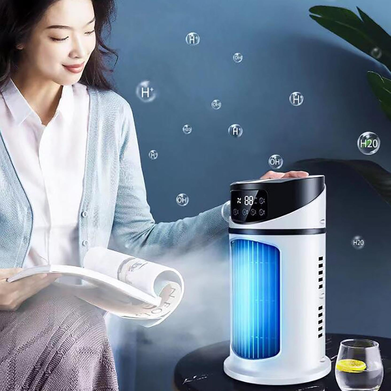 Portable π΄ππ Cooler, Small π΄ππ Conditioner Electric Fan, Five-Speed Wind Speed Multifunctional Timing USB Charging, for Home Dormitory Office Desktop Humidification