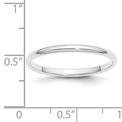 IceCarats Platinum 2mm Half Round Plain Classic Wedding Band Ring Size 4.5
