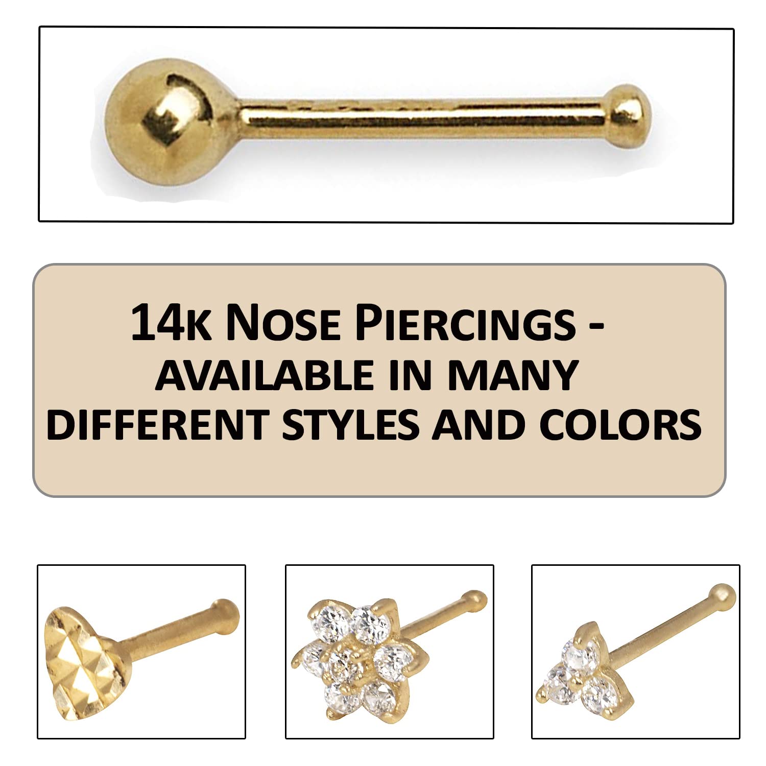 Jewelryweb Solid 14k Gold Small 1.5-mm 20-gauge Ball Nose Stud Bone Ring for women (yellow-gold or white-gold) (yellow-gold)