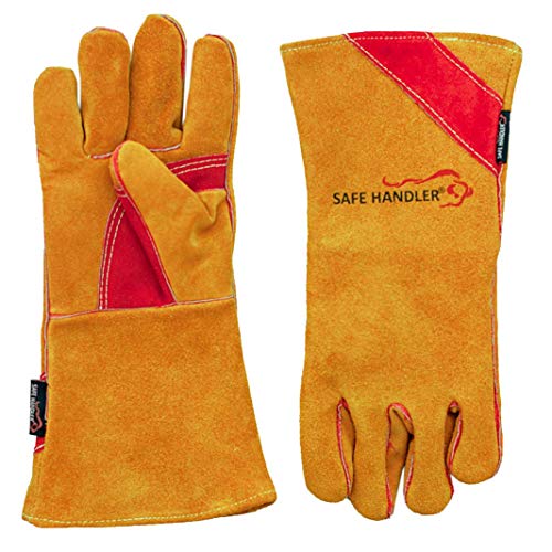 SAFE HANDLER Prime Welding Gloves with Kevlar Thread Protection | Reinforced Thumb and Palm, Heat Resistant for oven, MIG welding, TIG welder, Grill, Fireplace, BBQ, 14 inch, 1 Pair (2 gloves)