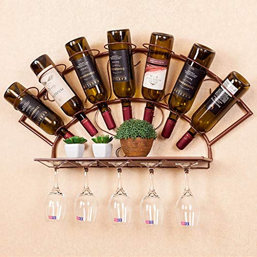 Wine Racks Metal Iron Wine Rack Wall Shelf Hanging Wine Rack Goblet Holder Cup Holder Can Hang 7 Bottles of Wine Hanging 10 Cups