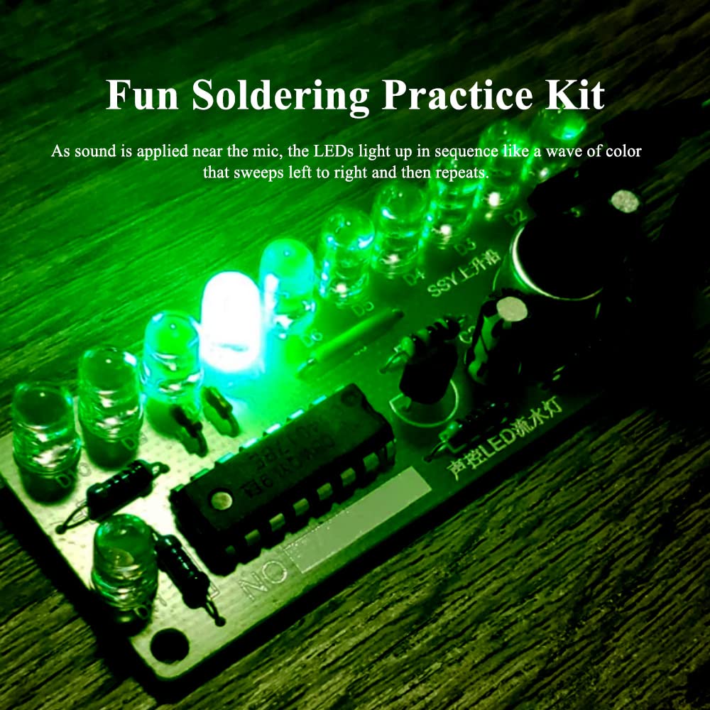 ISolderStore Colorful 10 LEDs Soldering Practice Board Electronic DIY Kits CD4017 Soldering Practice Kit for Teens Kids Adults