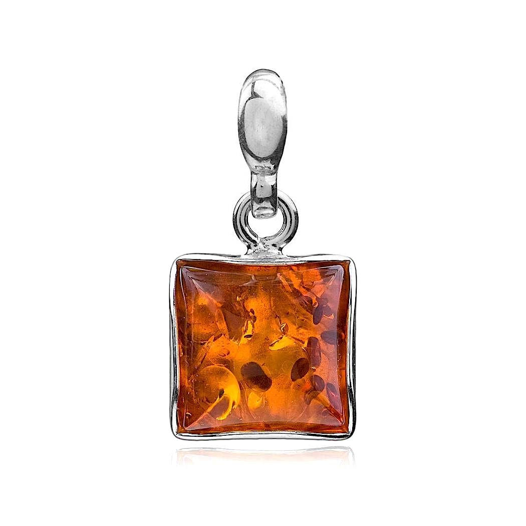Ian and Valeri Co. Amber Sterling Silver Square Pendant