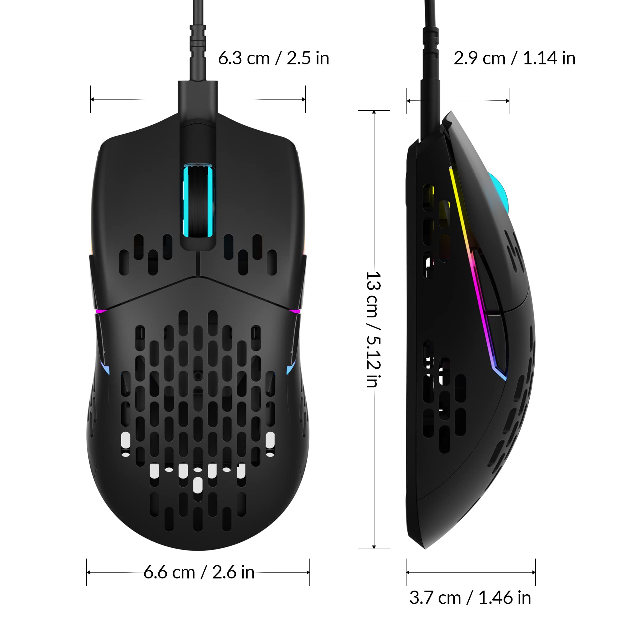 Keychron M1 Wired Gaming Mouse PMW3389 Sensor 16,000 DPI, 68g Ultra-Lightweight, On-Board Memory, RGB Backlit, PC/Mac (Black)