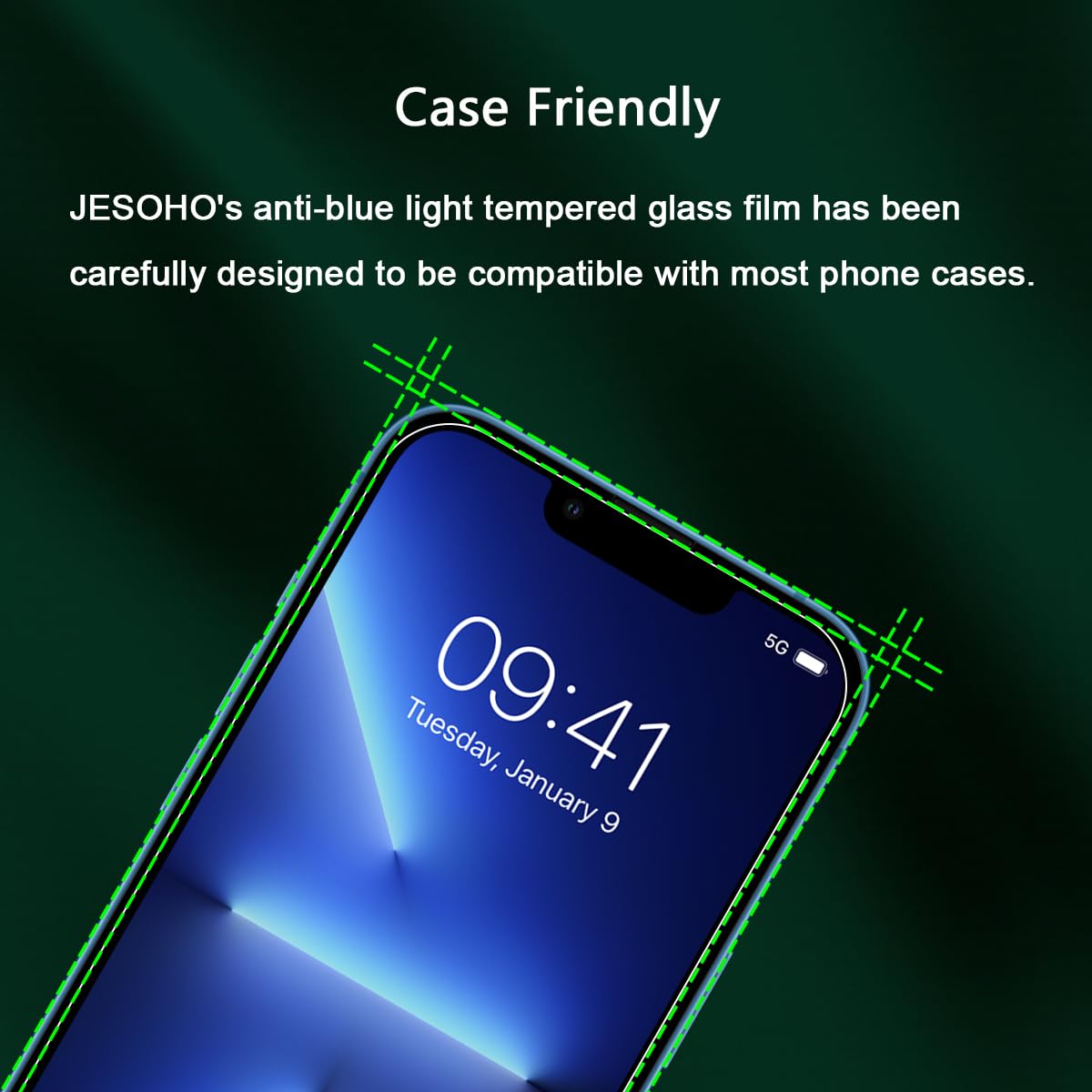 JESOHO Blue Light Screen Protector for iPhone 13 Pro Max & iPhone 14 Plus (6.7''), Eye Protection Tempered Glass Film, Scratch-Resistant, No Bubble, Anti Glare,with Easy Installation Kit, 2 Pack