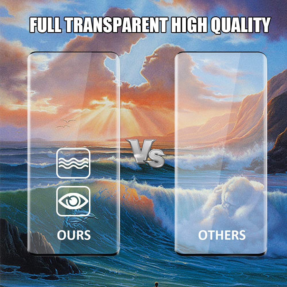 LETANG [2+2 Pack ] Galaxy S20 Ultra Screen Protector Tempered Glass, with 2 Pack Camera Lens Protector, 9H Hardness, Support Fingerprint, 3D Curved Glass Film