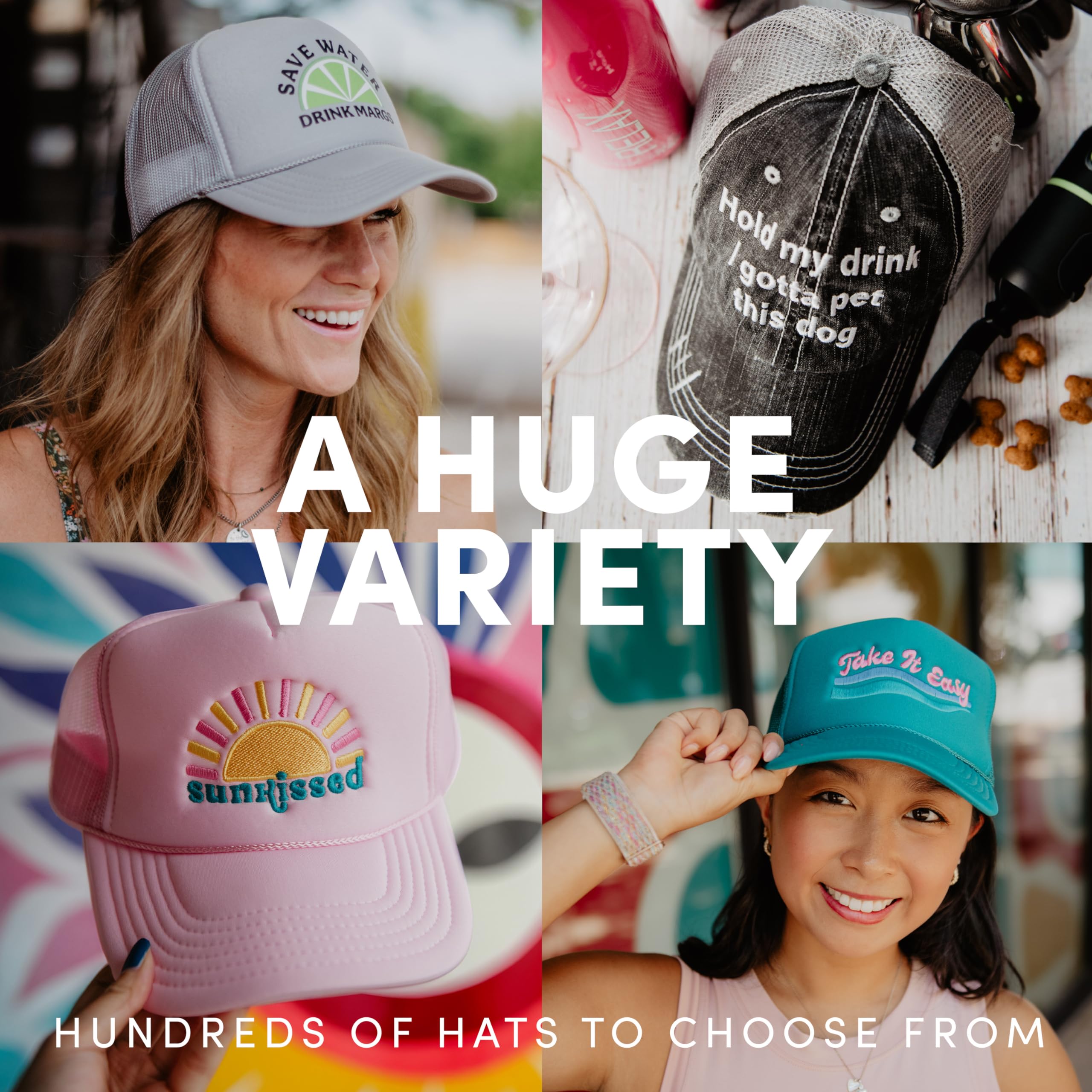 KATYDID Messy Hair Don't Care Baseball Hats Cap - Trucker Hat for Women - Stylish Cute Sun Hat - White