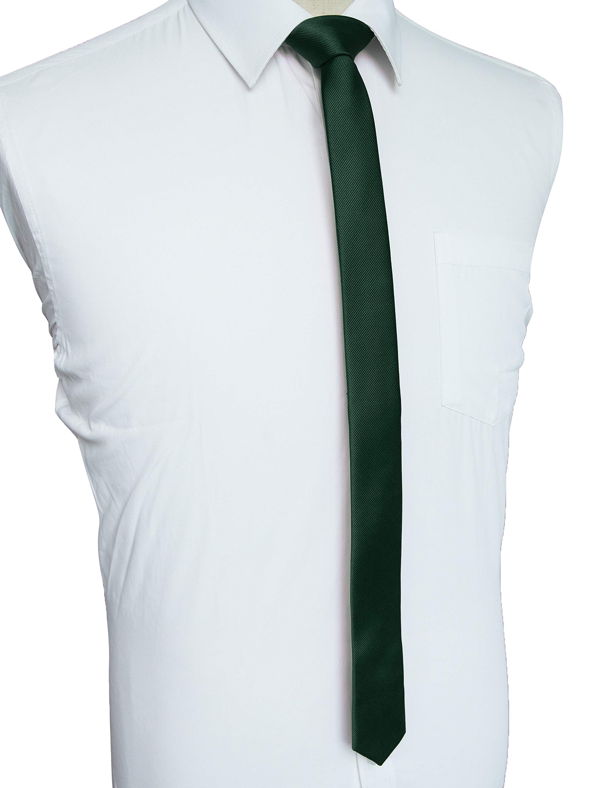 JEMYGINS 1.58" Green Tie Silk Skinny Ties for Men Slim Necktie(4cm)
