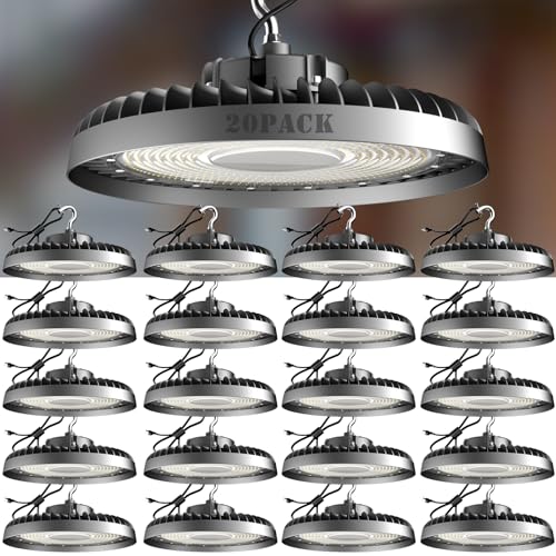 Upgrade 20Pack 280W LED High Bay Light AC100-277V 42000LM High Bay LED Light, 5000K UFO Lights for Commercial Bay Lighting(Coverage:66~110ft at Height:30~50FT)