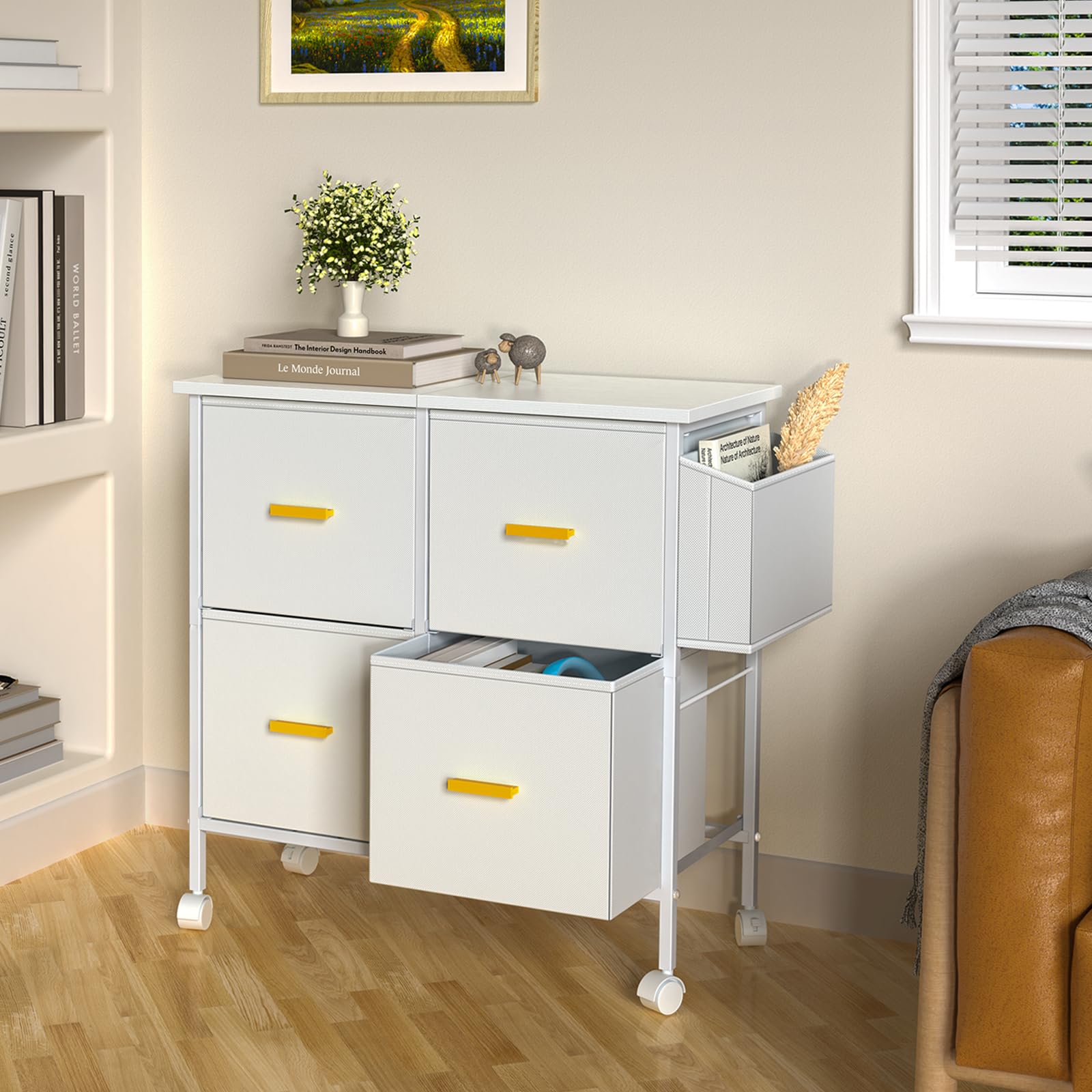 Zvivofla File Cabinet with 4 Drawers,Home Office, White