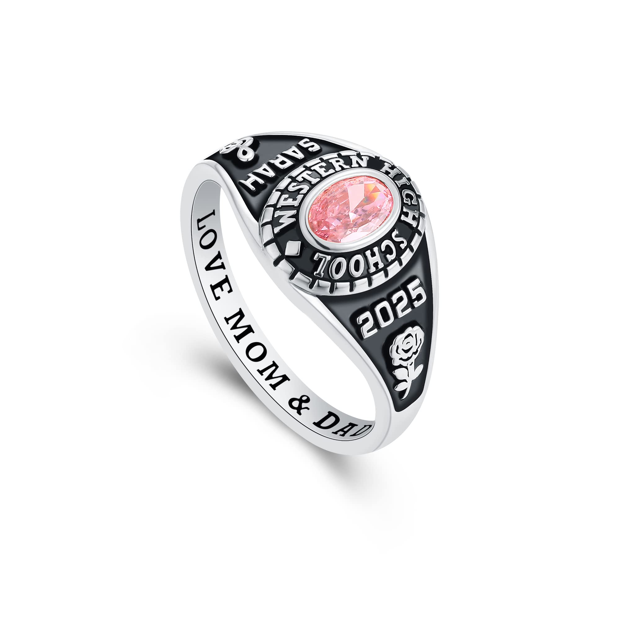 PJM Customized Sterling Silver Women Class Ring β Delicate Classic β (Sterling Silver Platinum)