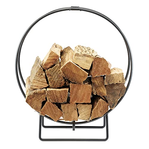 UniFlame Firewood Log Hoop Rack with 1/2" Solid Stock, Black