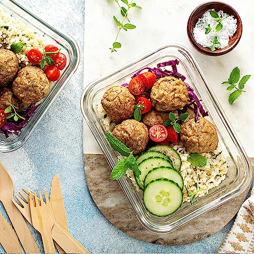 VERONES 10 Pack 22 OZ Glass Meal Prep Containers, Airtight Glass Lunch Containers Set, Glass Food Storage Containers with Lids,BPA-Free, for Microwave, Oven, Freezer & Dishwasher Friendly,Grey