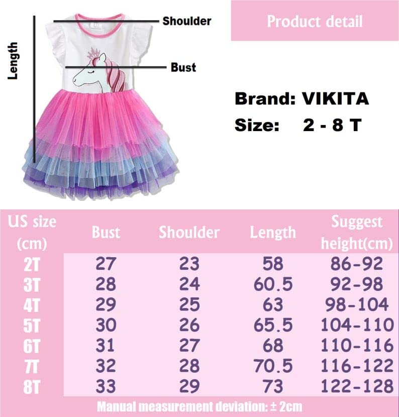VIKITA Girls Summer Cute Princess Sundress Short Sleeve Casual Polyester Dress SH4590 5-6 Years