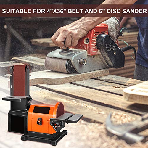 Sanding Belts and Sanding Discs Set for Power Combination Disc & Belt Sander 10 PCS 4 x 36” Aluminum Oxide Sanding Belts and 12 PCS 6” PSA Self Adhesive No-hole Sticky Back Sanding Discs(80-400 Grit)