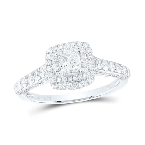 Jewels By Lux 14K White Gold Princess Diamond Solitaire Bridal Wedding Engagement Ring 1 Cttw