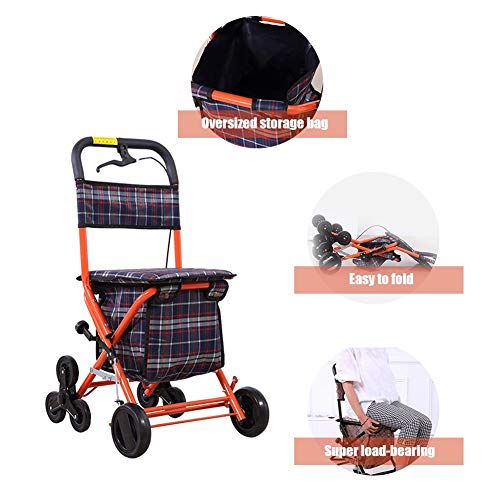 Portable Walker Lightweight Rollator with Seat Walking Frame Aid Trolley with Bag Shopping Cart Stroller Scooter Fold Double Brake System 4,Supports 220 lbs