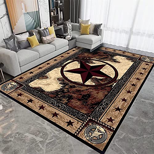 Vintage Rustic Star Area Rugs,Country Decor Rugs for Living Room,Rustic Runner Rug,for Door Mat Kitchen Bathroom Mat Carpet Bath Mats Home Decoration for Bedroom Living Playing Room 5x7ft