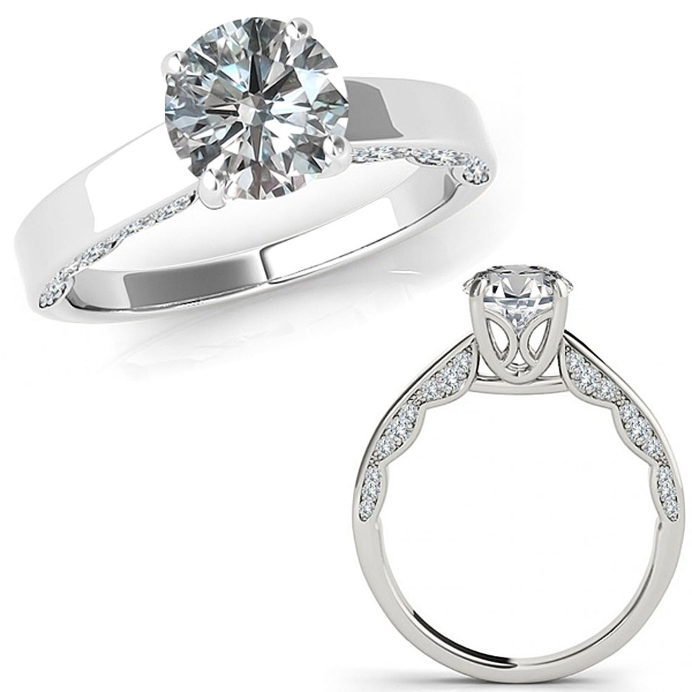 Jascina 1.00 Carat G-H Diamond Vintage Beautiful Solitaire Engagement Wedding Anniversary Ring 14K White Gold