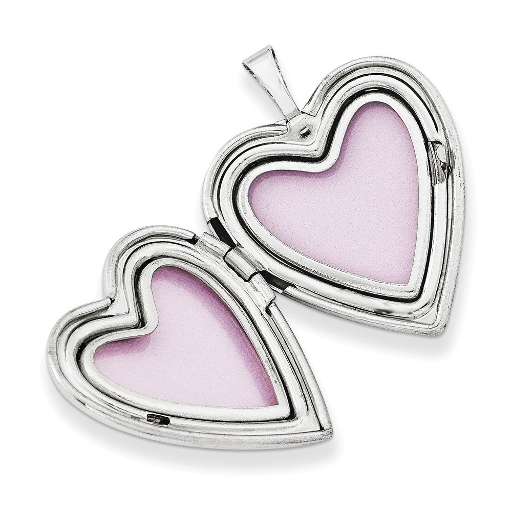 Jewels By Lux 14K 20mm White Gold Side Swirls w/Diamond Heart Locket