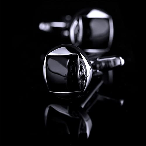 Men's Shirt Cuff Accessories Round Black Cuff Buttons Wedding Guest Shirt Cufflinks (Color : A, Size : 16 * 16mm) (A 16 * 16mm)