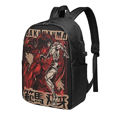 WAYOQI Baki The Grappler Laptop Backpack College Backpack Waterproof Durable Business Backpack With Usb Port Work Travel Casual Daypack 17 Inch