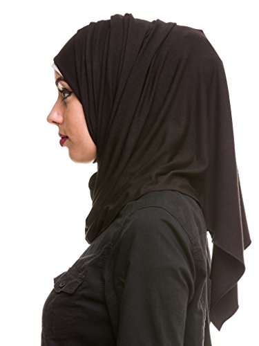 Kashkha Women's Plain Cotton Jersey Lightweight Hijab Scarf, Black, 22inches Width*77inches Length /(55cm*200cm)