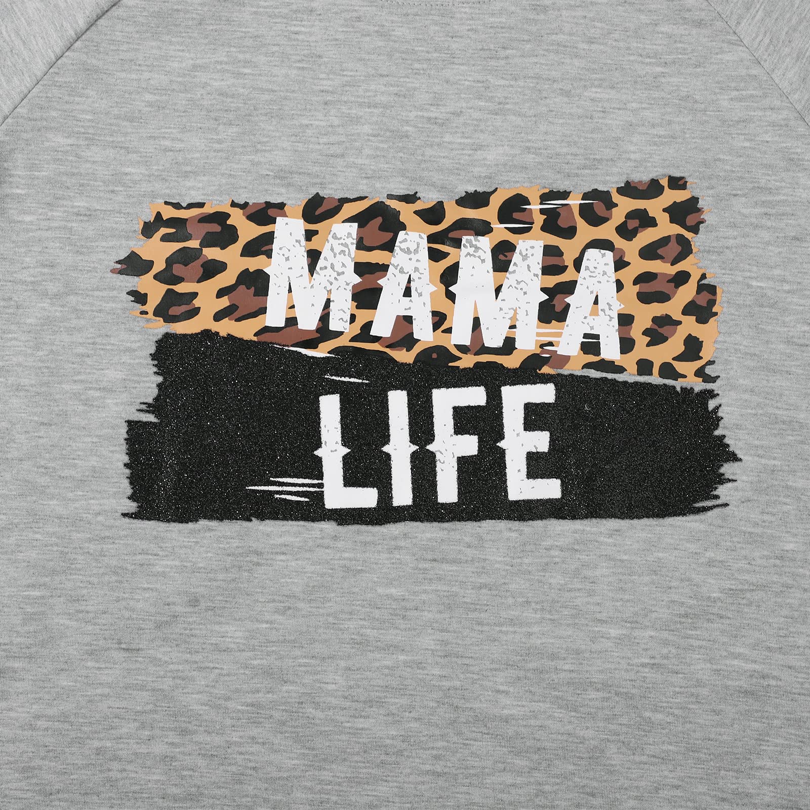 JINTING Mama Life Sweatshirt Women Leopard Mom Saying Top Tee Mother Gift Lightweight Pullover Long Sleeve Blouse