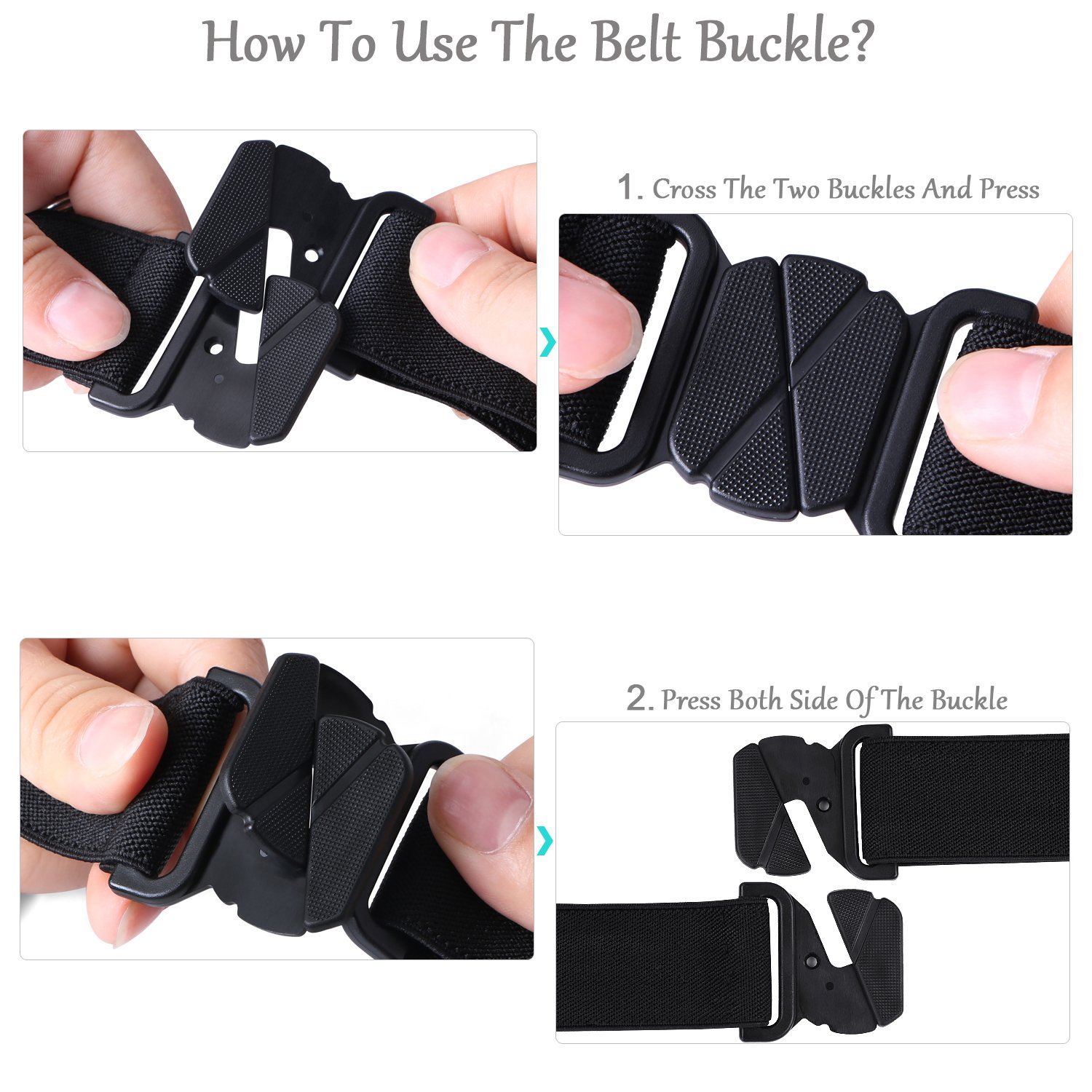 JASGOOD No Show Invisible Women Belt Elastic Stretch Adjustable No Show Web Belt (Suit for US size 14+, Black)