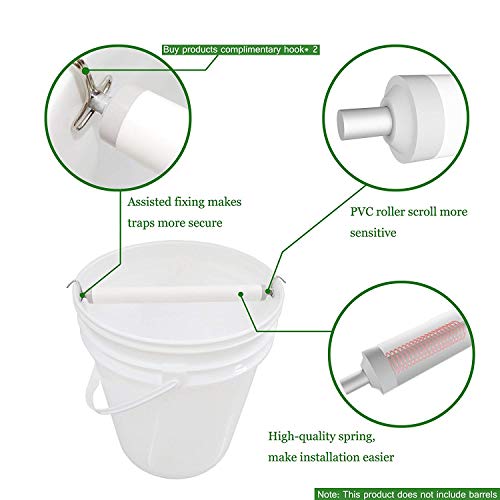 StarRoad PVC high-Speed Rolling Mouse Trap Bucket Mousetrap Continuous Capture Log Catch Mice Rat Traps Include No Need Drilling Required Fit 5 Gallon Buckets (White)