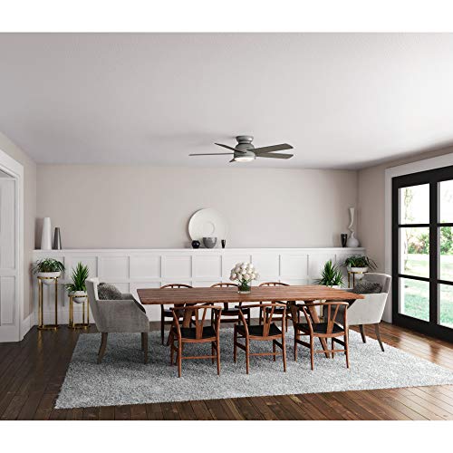 Hunter Fan Company 59483 Hunter Romulus Indoor Low Profile WiFi Ceiling Fan with LED Light and Remote Control, 54, Matte Silver Finish