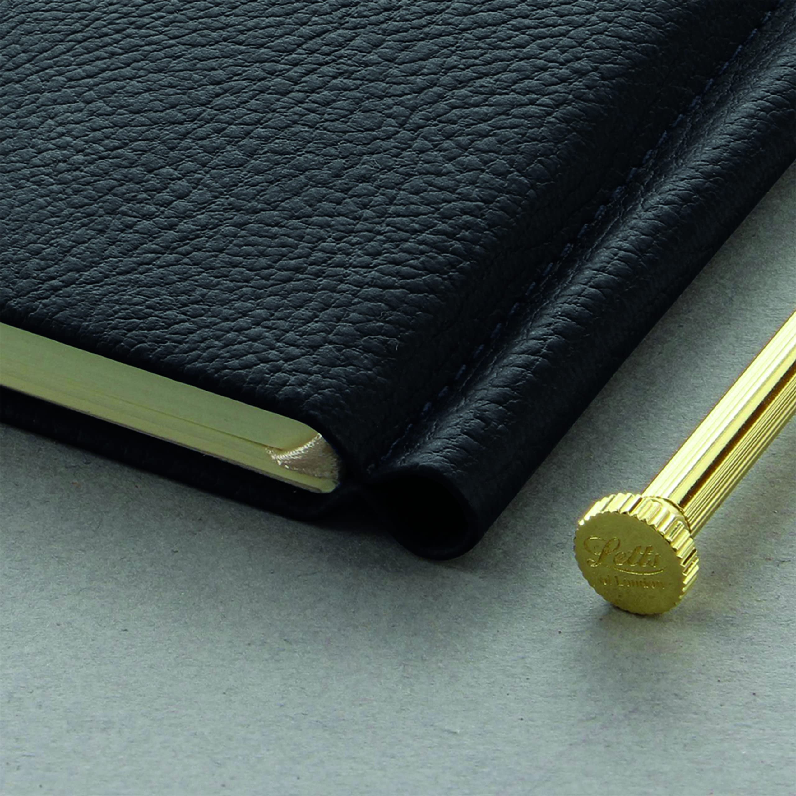 LETTS Note Origins Collection Slim Pocket Size Password Book with Gold Pen, Ruled, 160 Pages, Cream Paper, 5.75" x 2.75", Black (B090128)