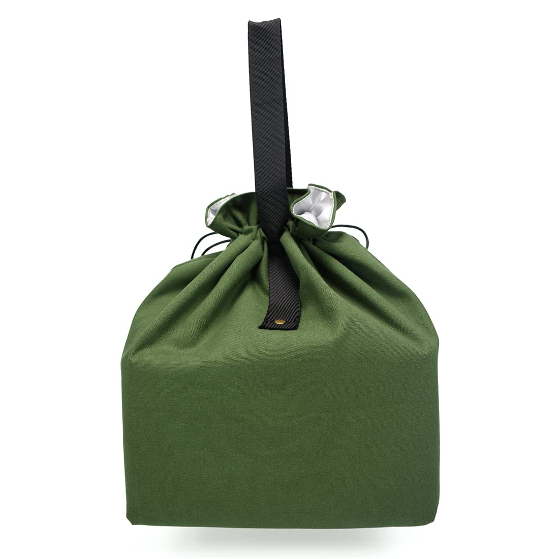 ZIIYAN Reusable Lunch Bag Insulated Handbag Tote bag with Handle and Drawstring Closure for Women Work Picnic or Travel (Olive Green)