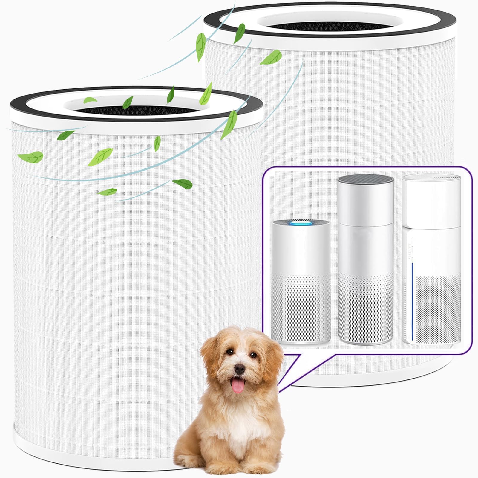 True HEPA KILO Filter Replacement for Afloia KILO, KILOPLUS, KILOPRO, MIRO,MIRO PRO and MORENTO MR-Kilo, Kalo Air Purifier, 360° 3-Stage Filtration,H13 True HEPA Filter, 2 Pack