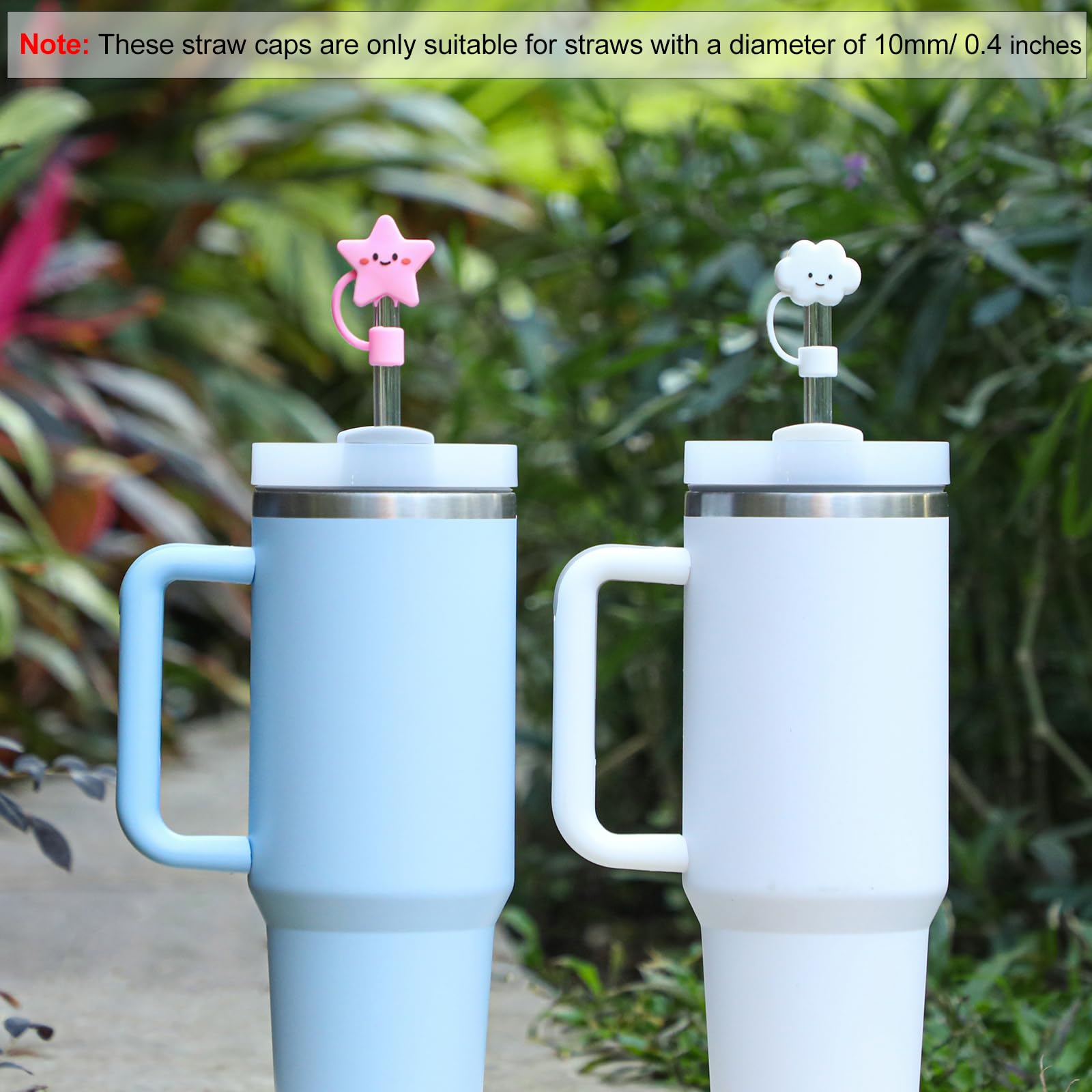 Straw Cover Cap for Stanley Cup - 4Pcs Cute 10mm Straw Toppers for Stanley 30 & 40 Oz Tumblers