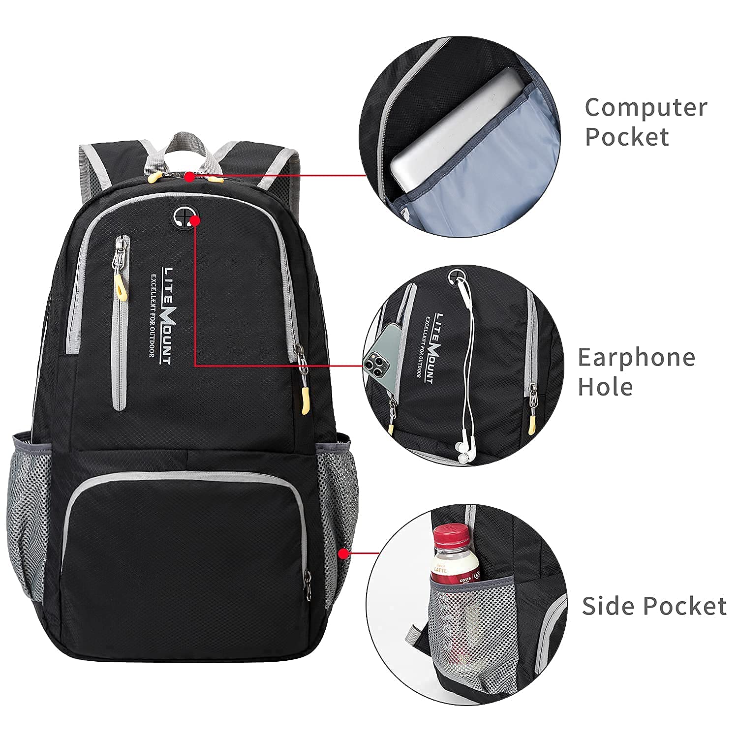 LITEMOUNT 35L Lightweight Packable Backpack, Hiking Backpack, Foldable Backpack, Outdoor Travel Daypack, Ultra-light Folding Daypack (Blue)