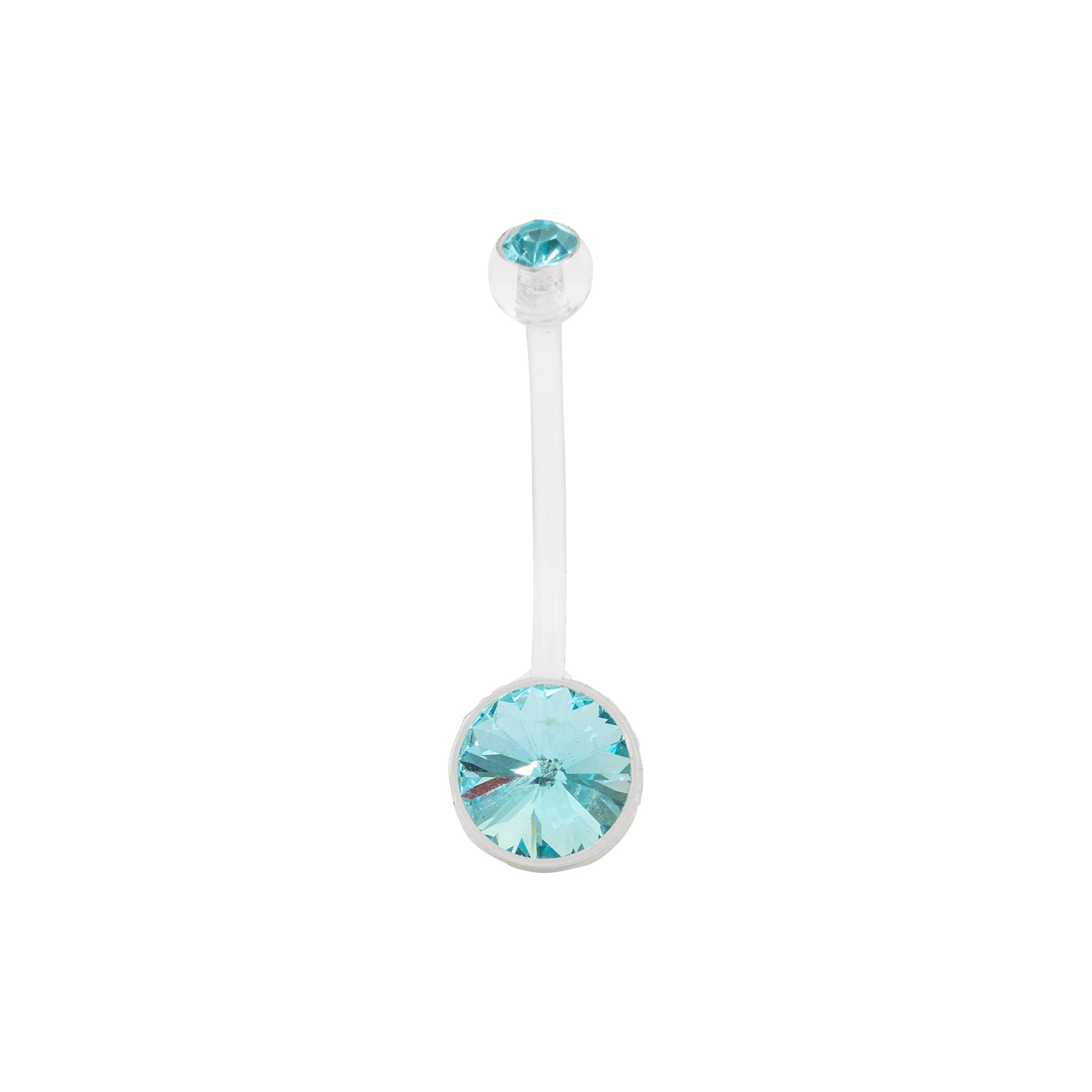 Loving My Bump Pregnancy Maternity Belly Navel Bar Bars Belly Button Ring Bioflex Plastic Flexible Double Jewel PTFE Retainer (Clear)