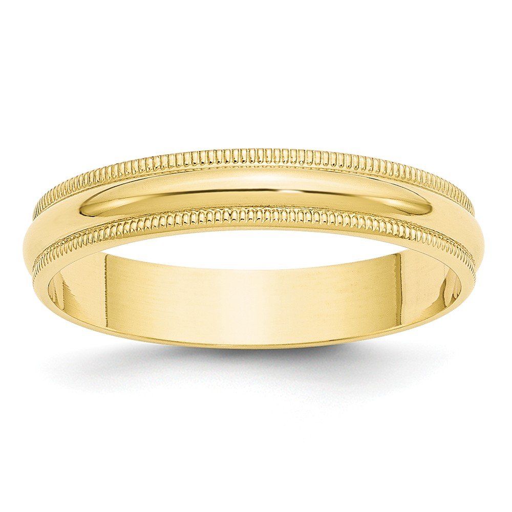Jewelry Pilot 10K Yellow Gold 4mm Lightweight Milgrain Half Round Domed Wedding Band - Size 7.5