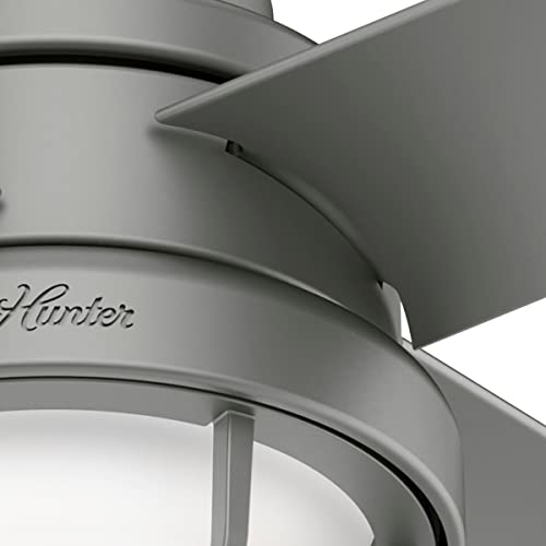 Hunter Searow Indoor / Outdoor Ceiling Fan with LED Light and Wall Control, 54", Matte Silver