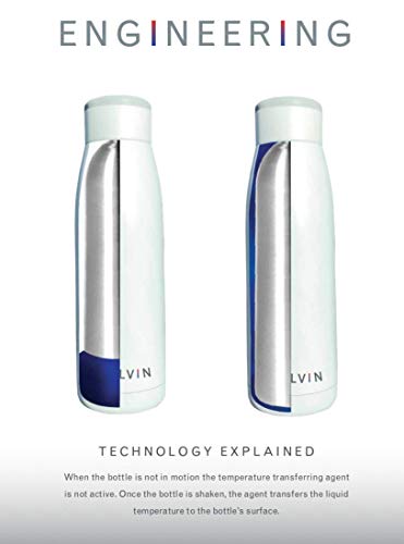 Kälvin Insulated Water Bottle, Charcoal Grey, 14.2 oz (420ml) - Shake to Activate Hand Warmer & Ice Pack, BPA Free, Hot Water Bottle