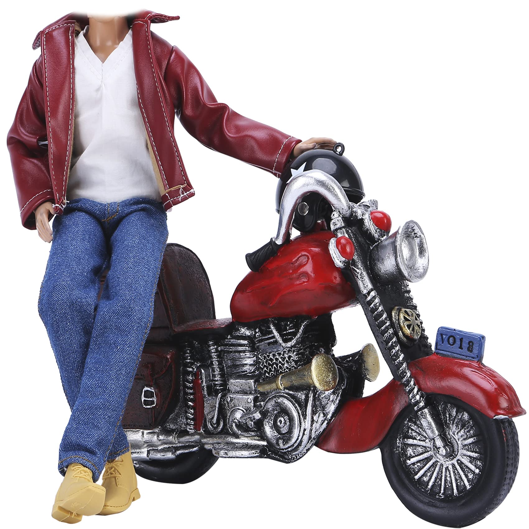 YAMASO Leather Coat Suit Pack,Cool Wild Motorcycle Style Couple Clothes for 11.5″ Girl Dolls and 12″ Boy Doll(Doll and Motorcycle not Included)