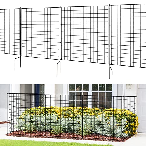 ICITYWALL 5 Panels 15ft (L) X 39in (H) Decorative Garden Fence, Solid h Post Design, Rustproof Wire No Dig Animal Barrier Fencing Outdoor for Backyard Patio(5 Panels 36"L x 39" H, 6 stakes)