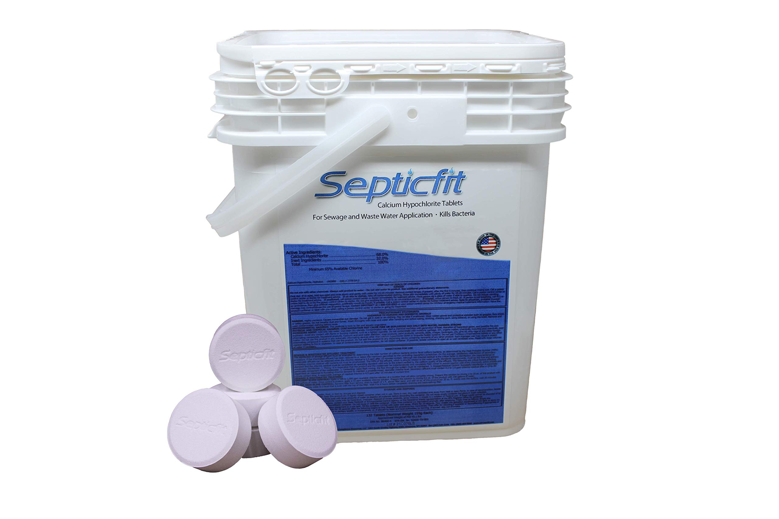 Septicfit Chlorine Tablets 132-Tablet Pail (45.1lb) - NOT for USE in Swimming Pools