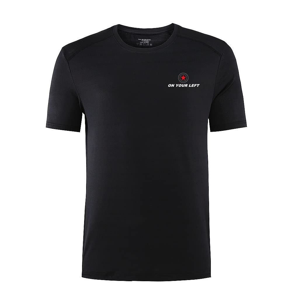ON YOUR LEFT Dry Fit T-Shirts for Men, Athletic Running Short Sleeve Crewneck Mens Tshirts, Workout, Athletic, Casual (4X-Large, Black)