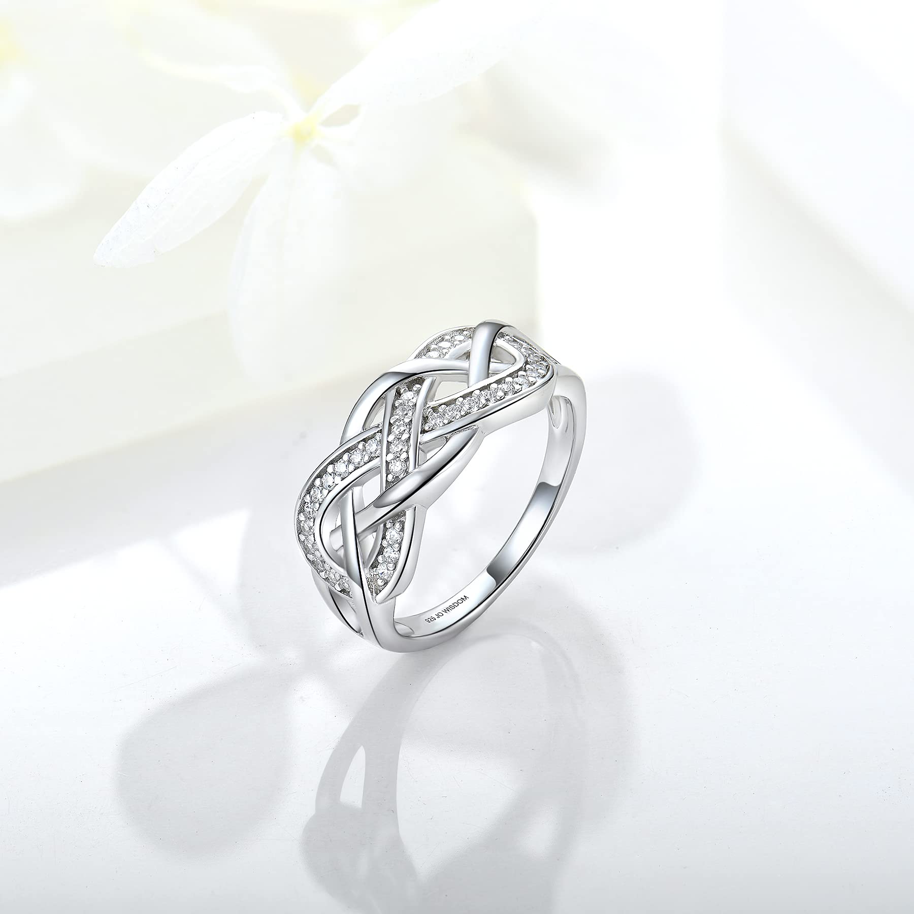 JO WISDOM Infinity Promise Ring for Her for Women Sterling Silver Cubic Zirconia Wedding Engagement Bands Ring size9